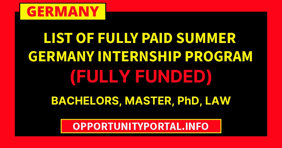 List Of Fully Paid Summer Germany Internship Program (Fully Funded ...